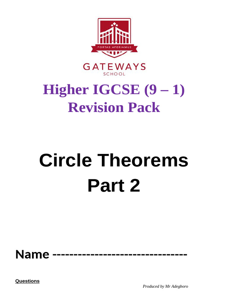 13. Circle Theorems 2 (1) | PDF | Circle | Angle