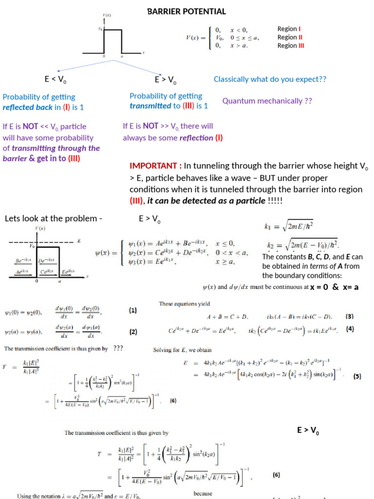 Barrier Potential Class 1645380984059 | PDF | Quantum Tunnelling | Physics
