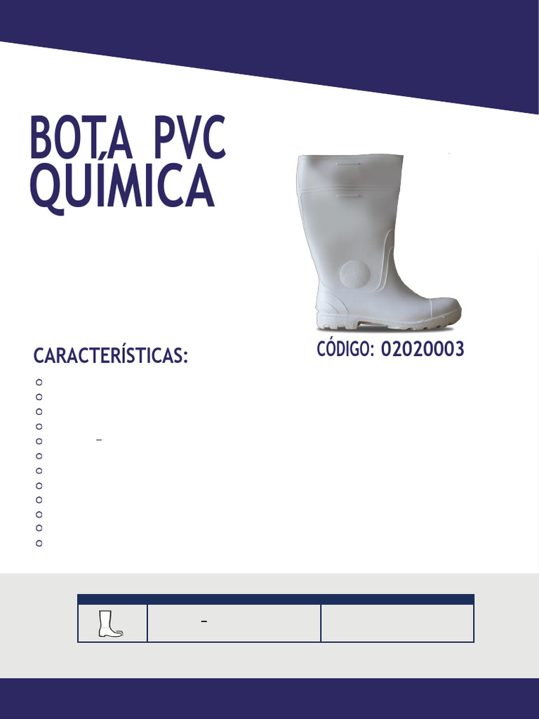 Ficha Tecnica Bota Quimica PVC Blanca Segusa | PDF | Cloruro de polivinilo | Materiales