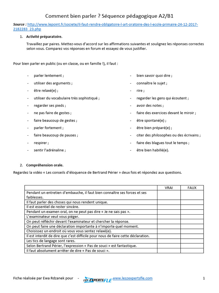Conseils pour bien parler en public | PDF