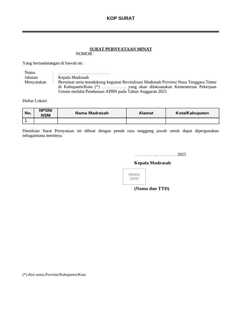 (WORD) Format RC (Madrasah) | PDF