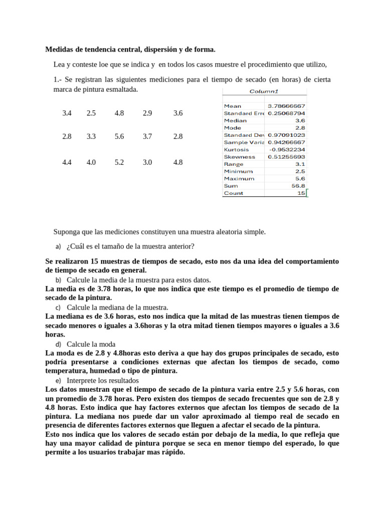 EJERCICIOS Proba1 | PDF | Media | Mediana