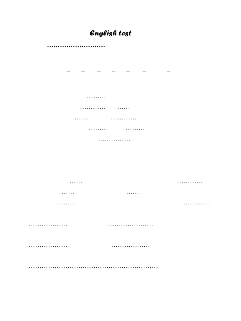 English Language Test Worksheet | PDF