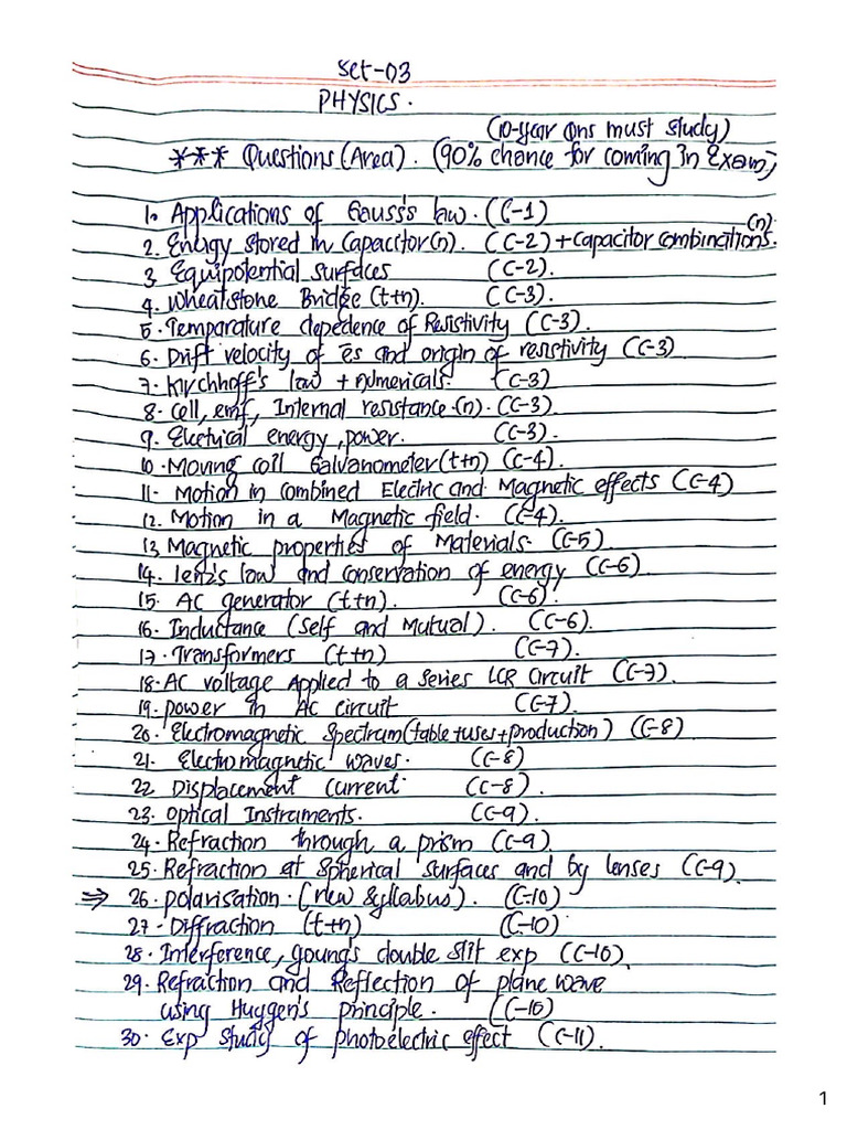 CHECK LIST 03-PHY (1) | PDF