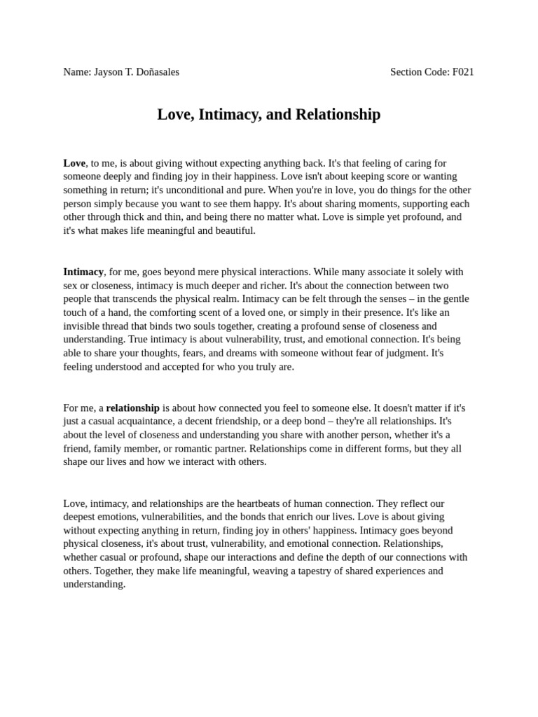 Understanding Love and Intimacy | PDF