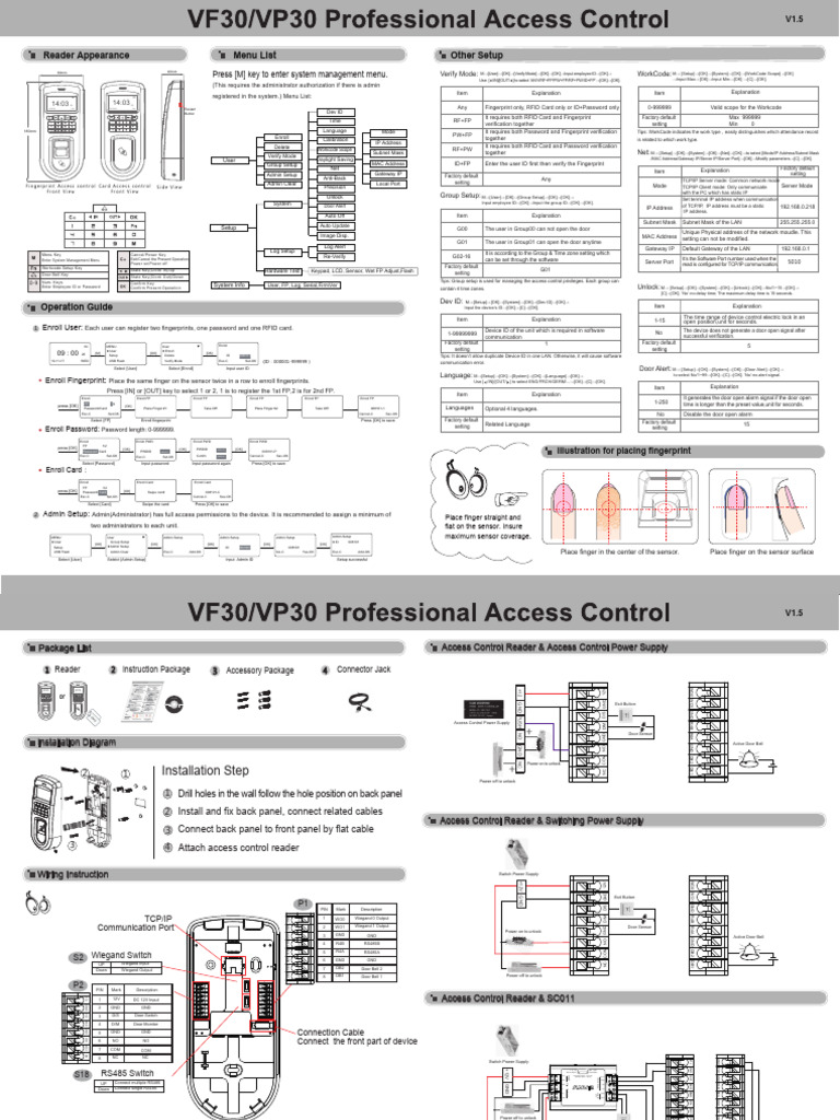 VF30 Operation Guide_V1.5 | PDF | Access Control | Ip Address