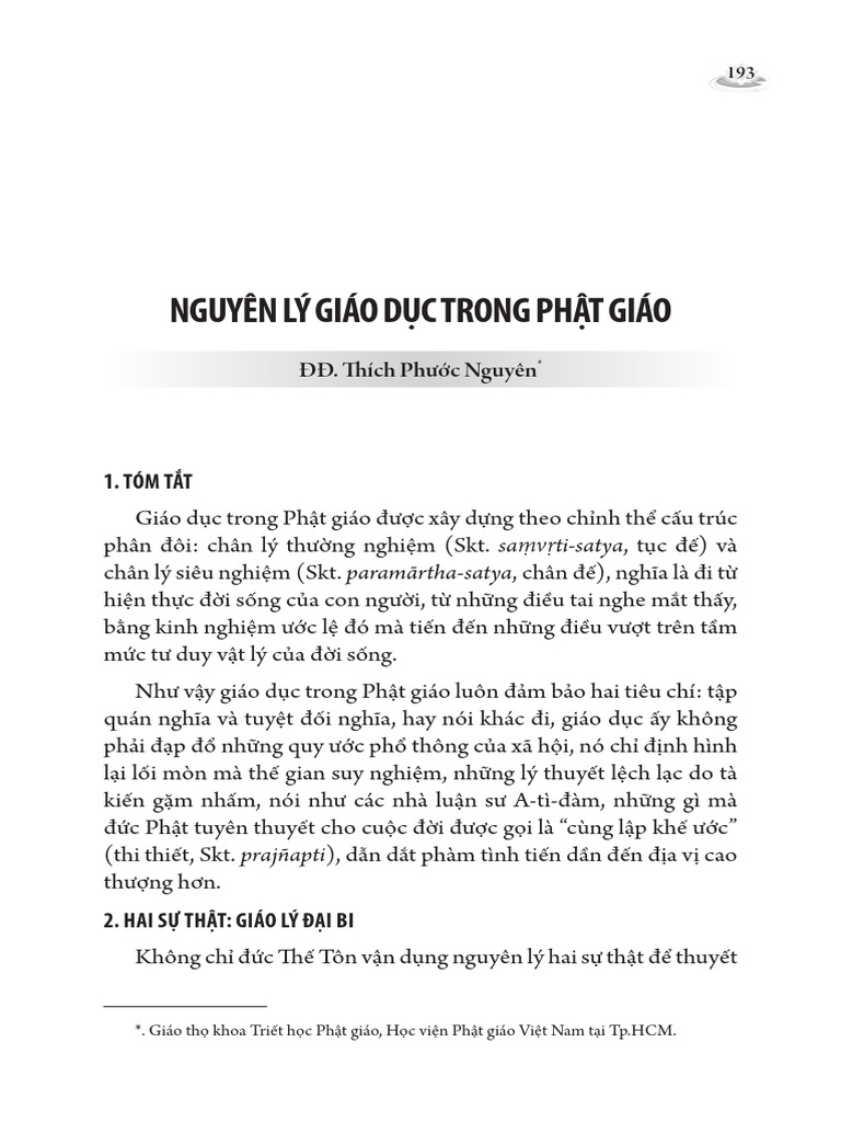 21 16nguyen Ly Giao Duc Trong Phat Giao Ddthich Phuoc Nguyen | PDF