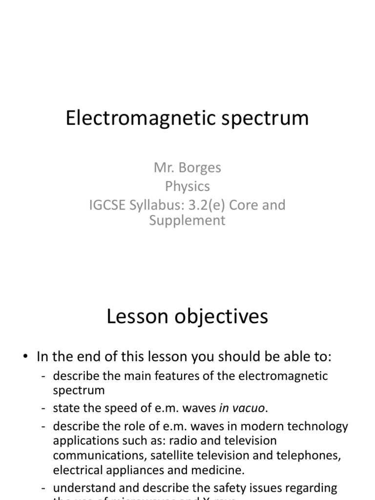 Understanding the Electromagnetic Spectrum | PDF | Electromagnetic ...