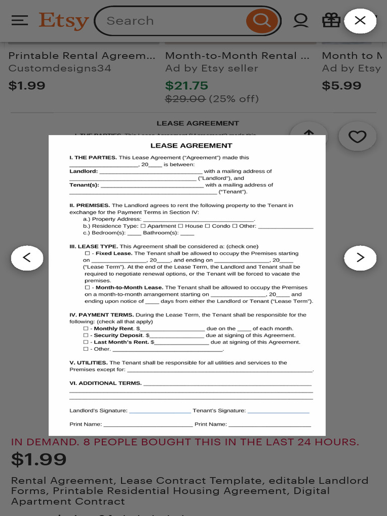 Rental Agreement, Lease Contract Template, Editable Landlord Forms ...
