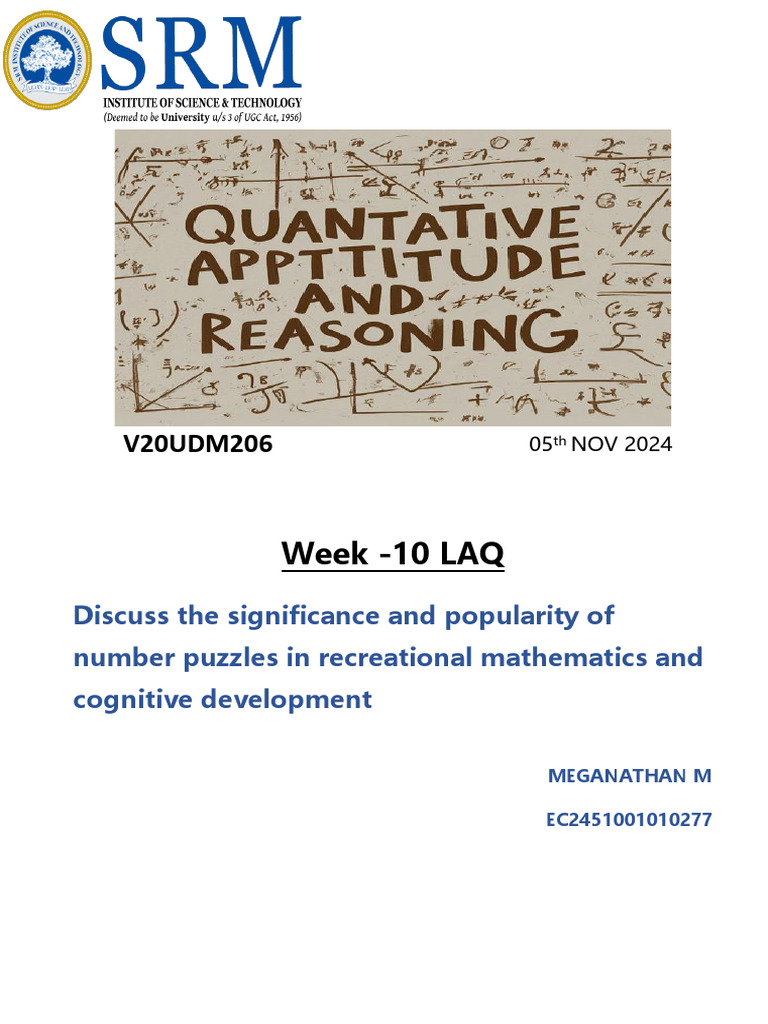 QAR - Week 10 LAQ | PDF | Puzzles | Mathematics