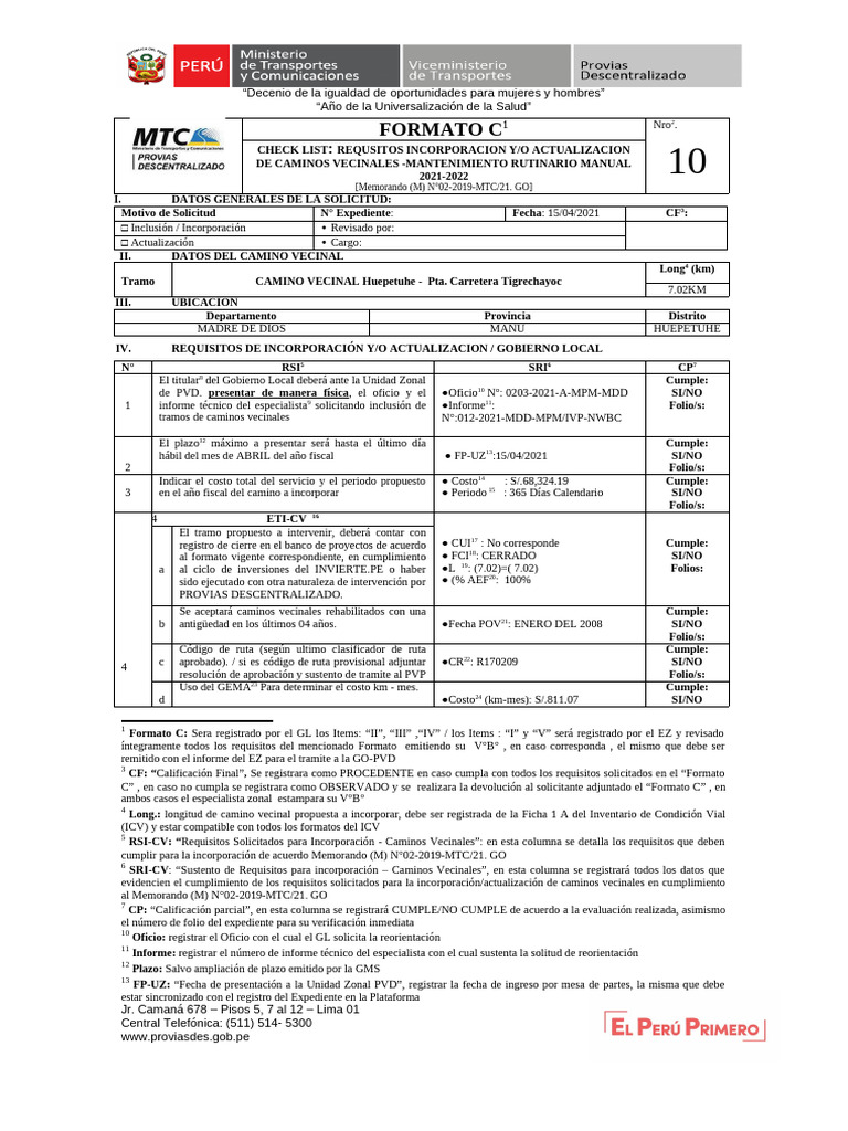 FORMATO C - MODELO | PDF