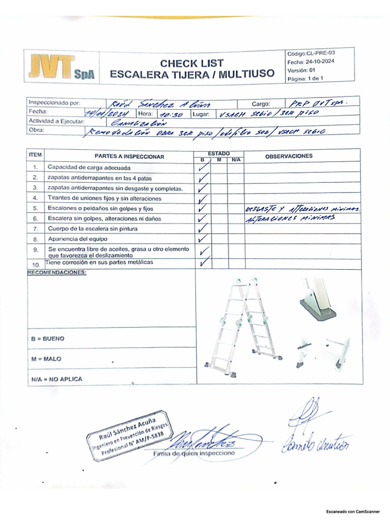 14-11-2024 Check List - Escalera Tijera - Multiuso | PDF