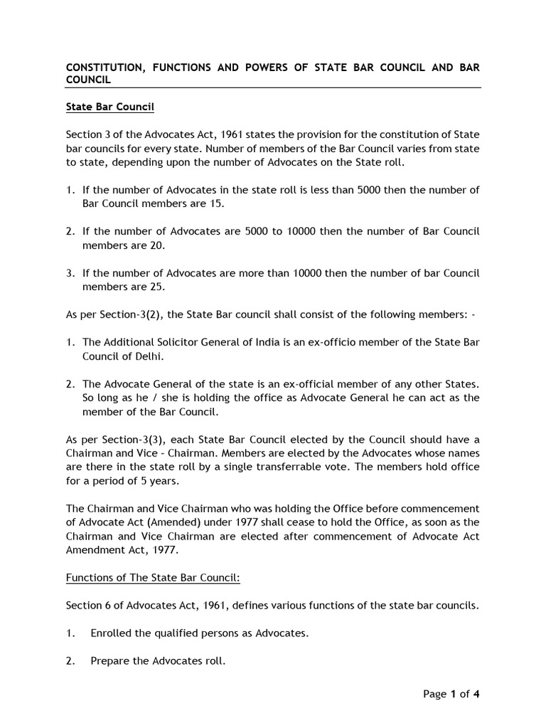 State Bar Council Functions and Powers | PDF | Advocate | Justice