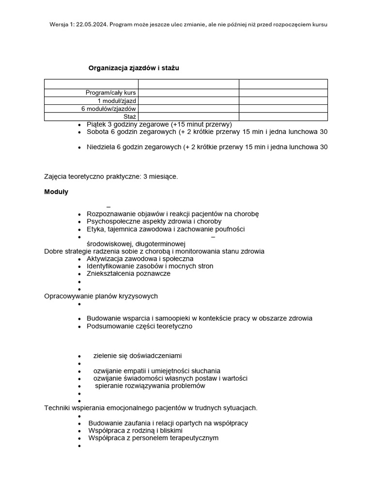 Kurs Asystenta Zdrowienia 2024 Program Ramowy | PDF