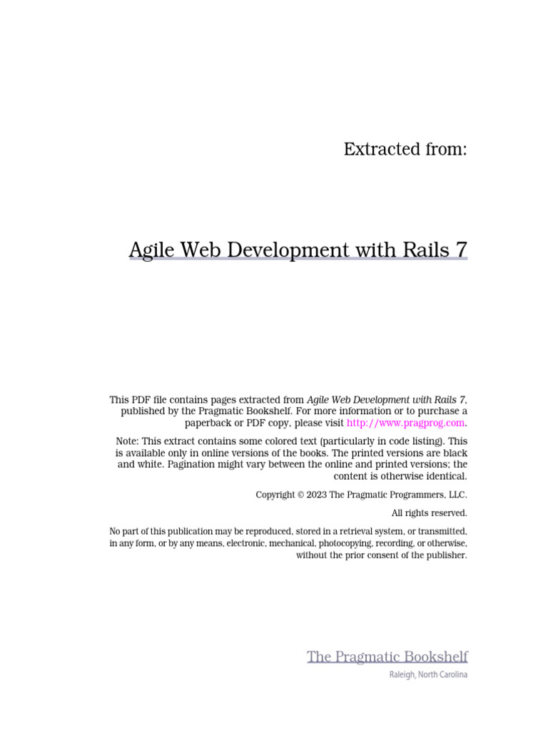 Agile Web Development With Rails 7 | PDF | Software Engineering | Software Development