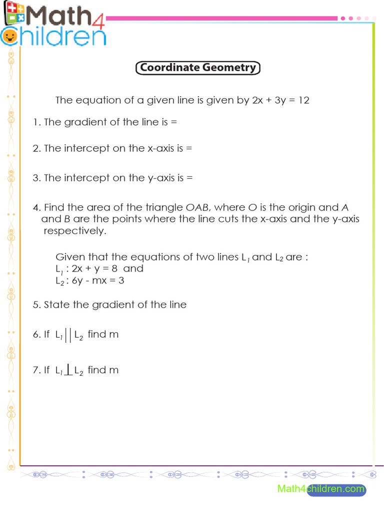 Coordinate Geometry Problem Set | PDF