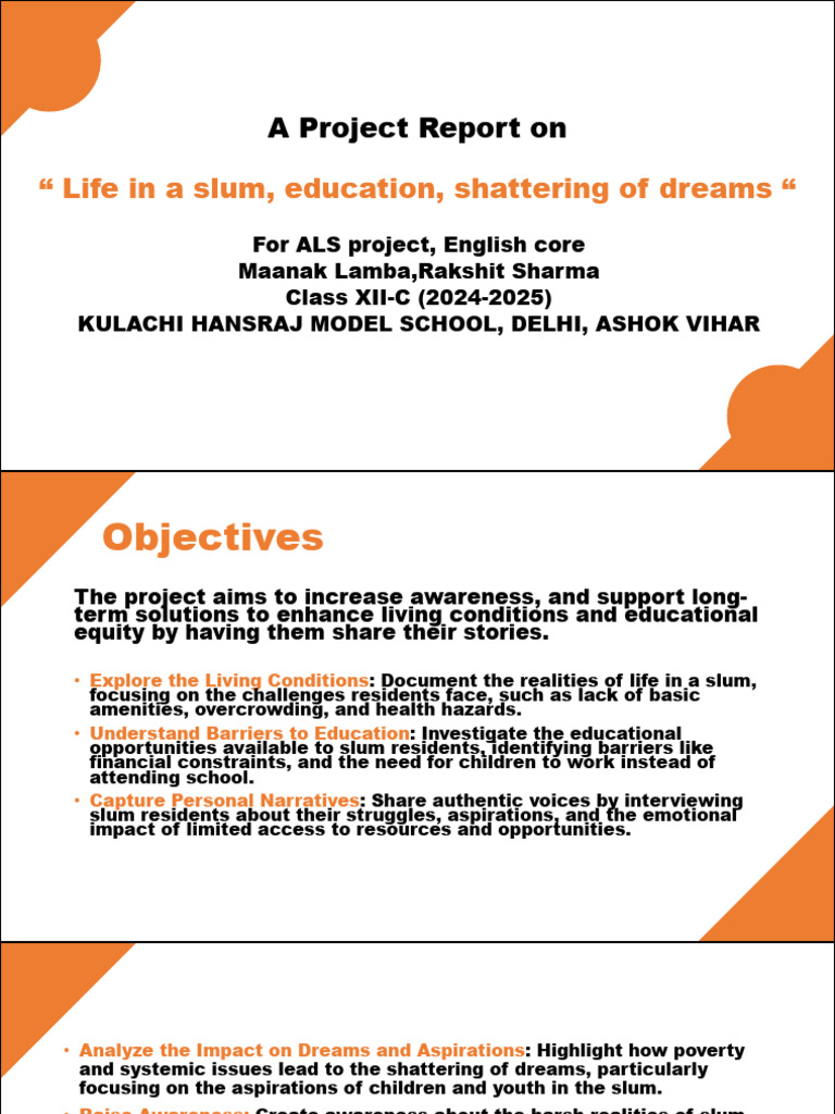 A Project Report On Life in A Slum | PDF | Slum | Poverty