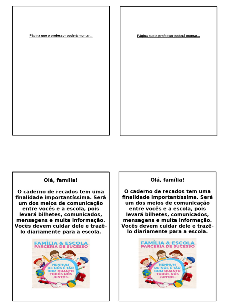 Caderno de Recados - Educação Infantil | PDF | Pré-escola | Pedagogia
