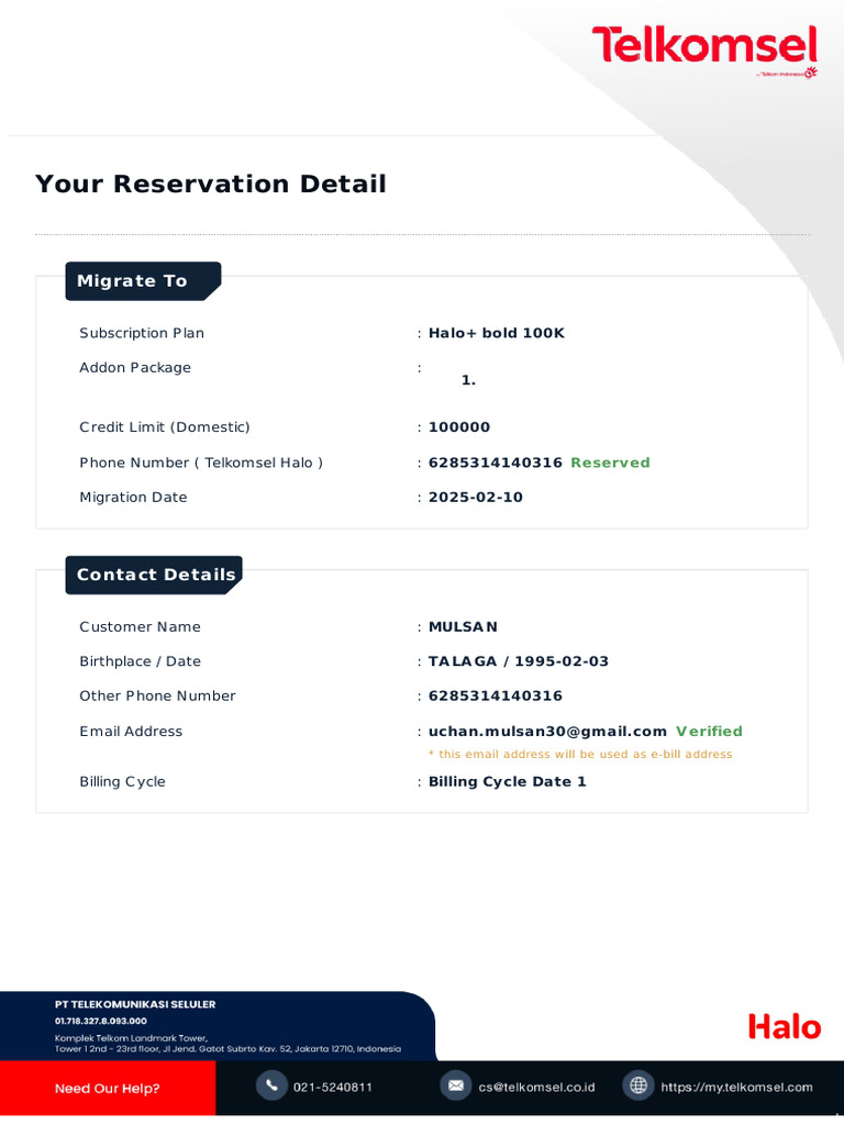 Number Reservation Detail | PDF