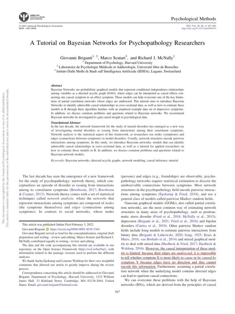 BrigantiCausalNetworks | PDF | Bayesian Network | Applied Mathematics