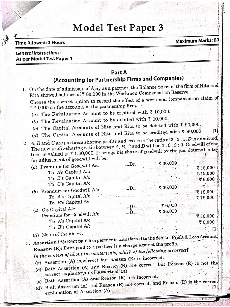Model Test Paper 3 | PDF