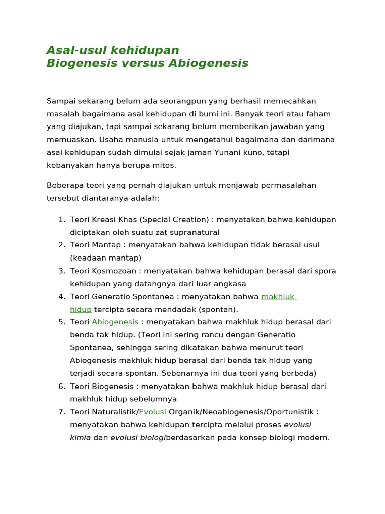 ABIOGENESIS N BIOGENESIS 3 | PDF