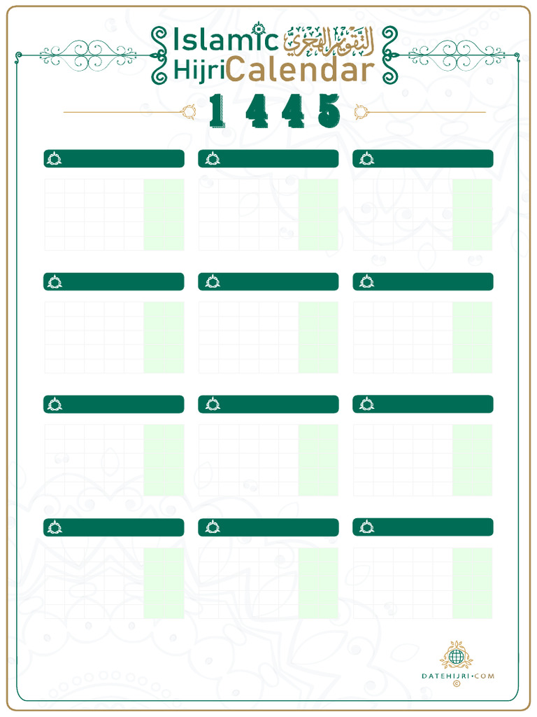 Islamic Calendar Dates for 1445 Hijri | PDF