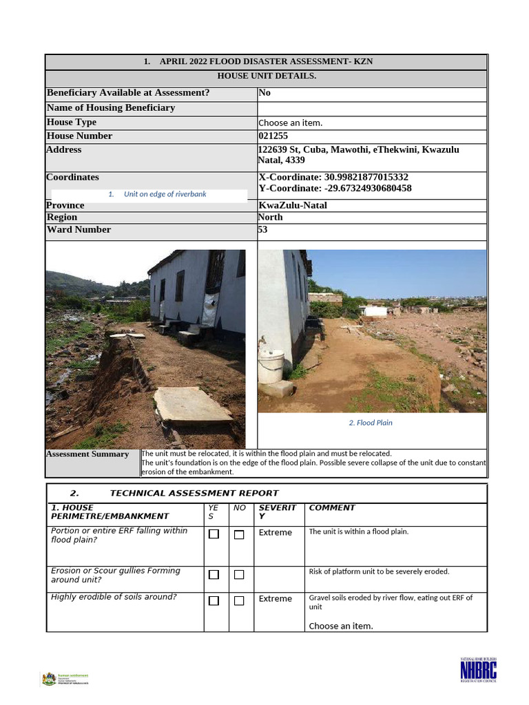 KZN April 2022 Flood Damage Assessment | PDF | Erosion | Flood