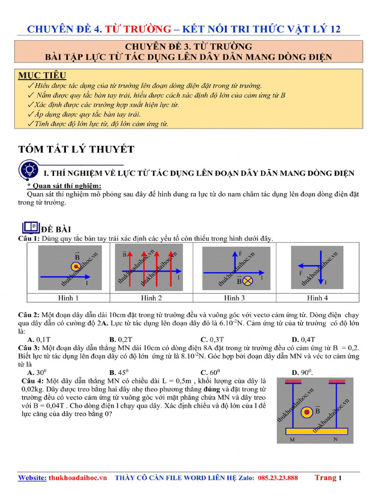 Bai Tap Luc Tu Tac Dung Len Day Dan Mang Dong Dien | PDF