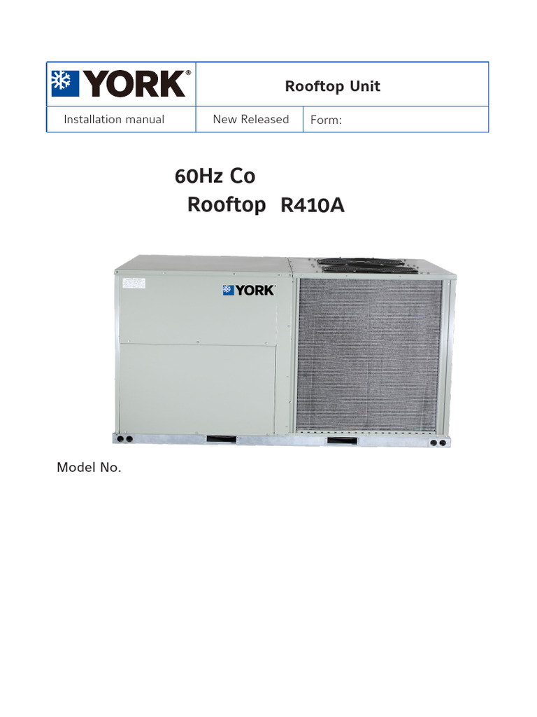 York Rooftop Unit Installation Manual | PDF | Duct (Flow) | Thermostat