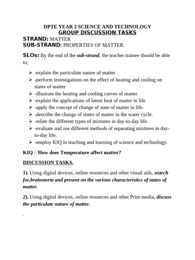 Dpte Year 2 Task 1 2025 Sci N Tech | PDF
