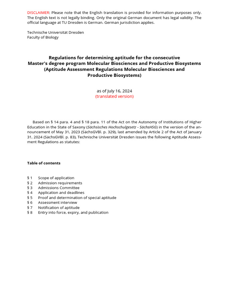 Mbiopro Master Ab Efo Eng 2024 | PDF | Academic Degree