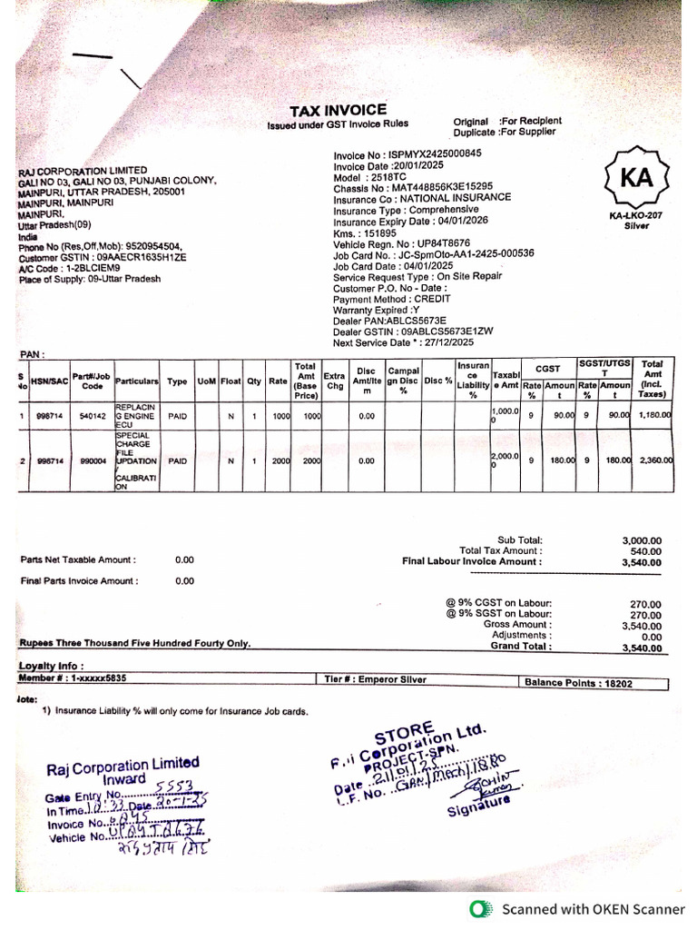 62 - SPN All Wheels Motorcraft PVT LTD Invoice No 845 | PDF