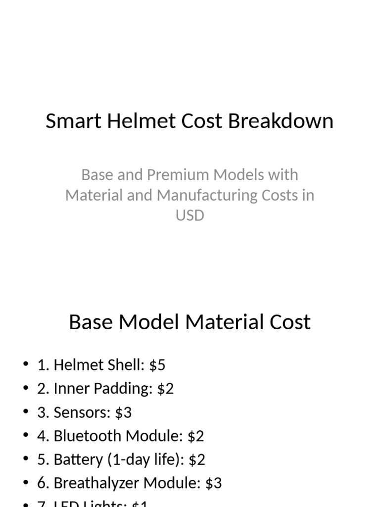 Smart Helmet Cost Breakdown | PDF