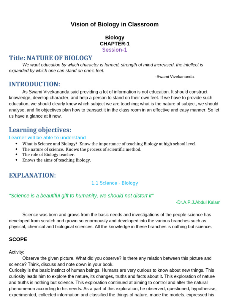 Nature of Biology | PDF | Constructivism (Philosophy Of Education ...