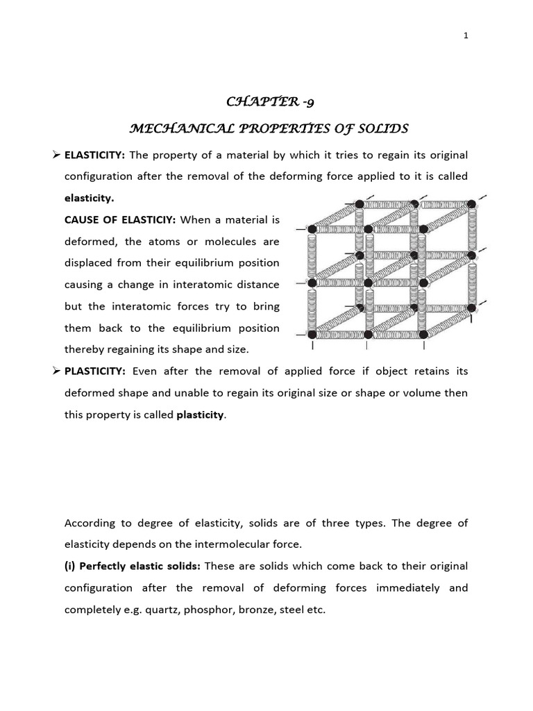 Mechanical Properties of Solids Explained | PDF | Elasticity (Physics ...