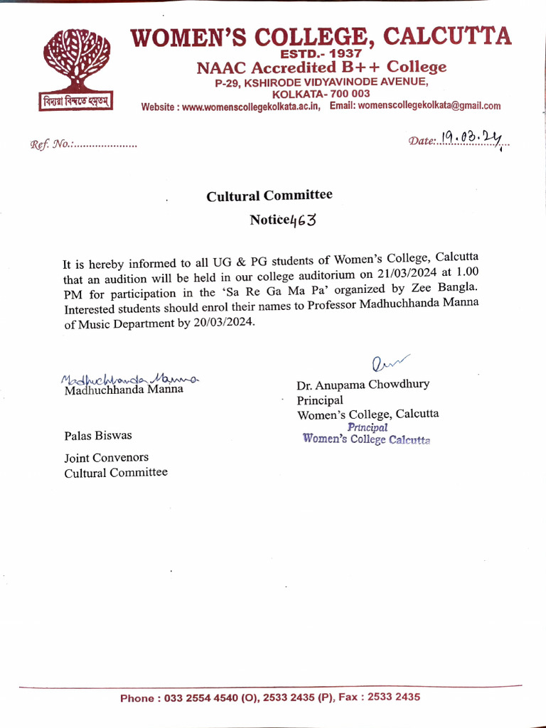 Cultural Committee Notice | PDF