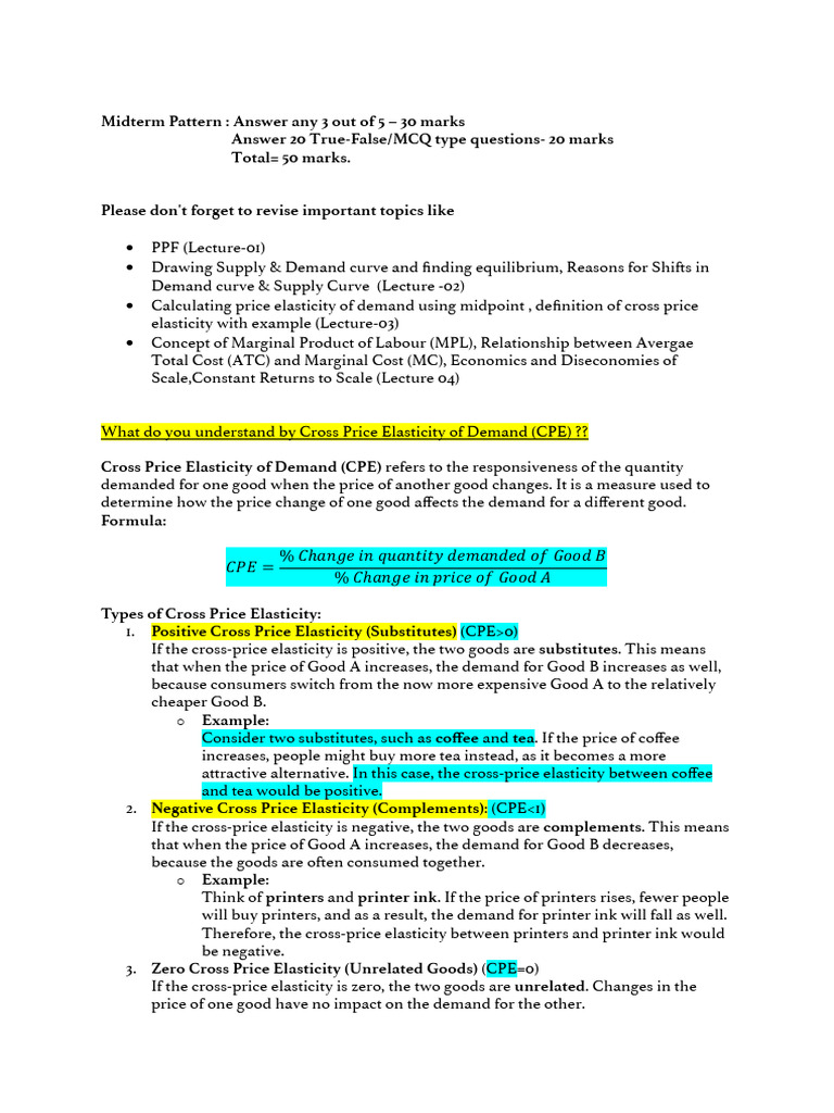 Midterm Guidelines & Supplement | PDF | Elasticity (Economics) | Demand
