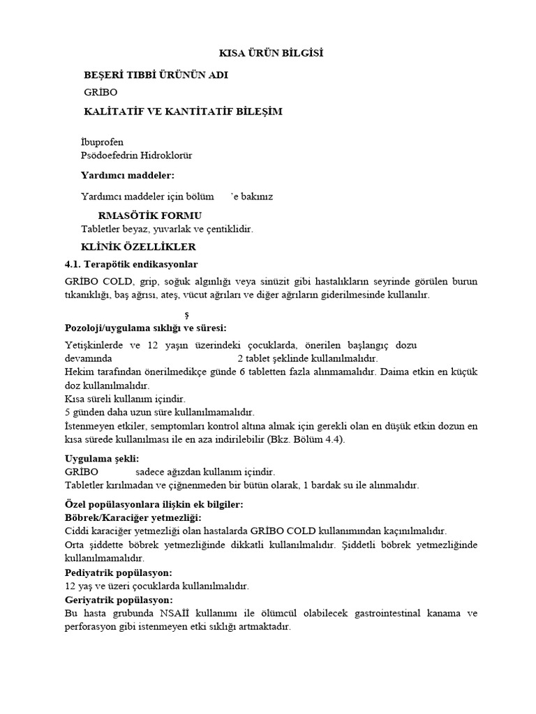 Gribo Cold Tablet Kub | PDF