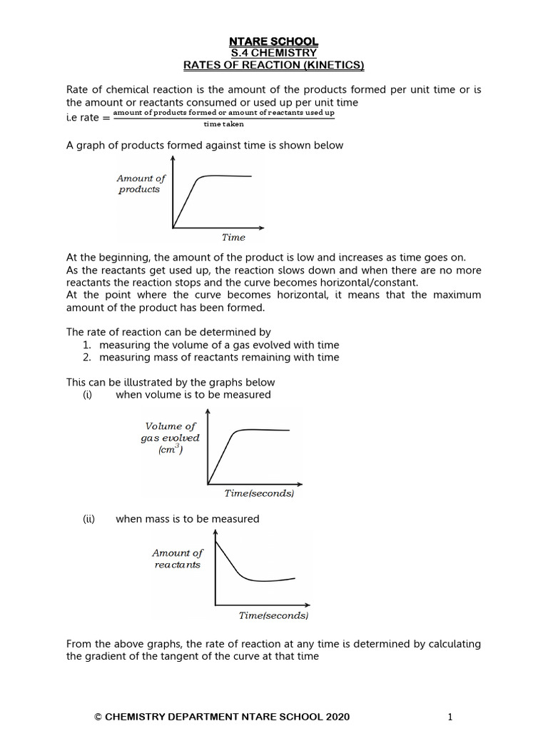 s4 CHEMISTRY Rates of Reaction (Chemical Kinetics) | PDF | Reaction ...