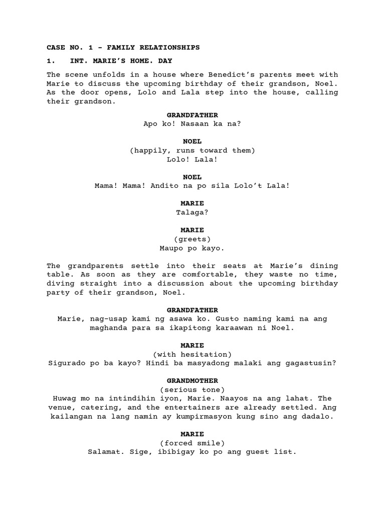 SHORT FILM Script Family Relationships | PDF