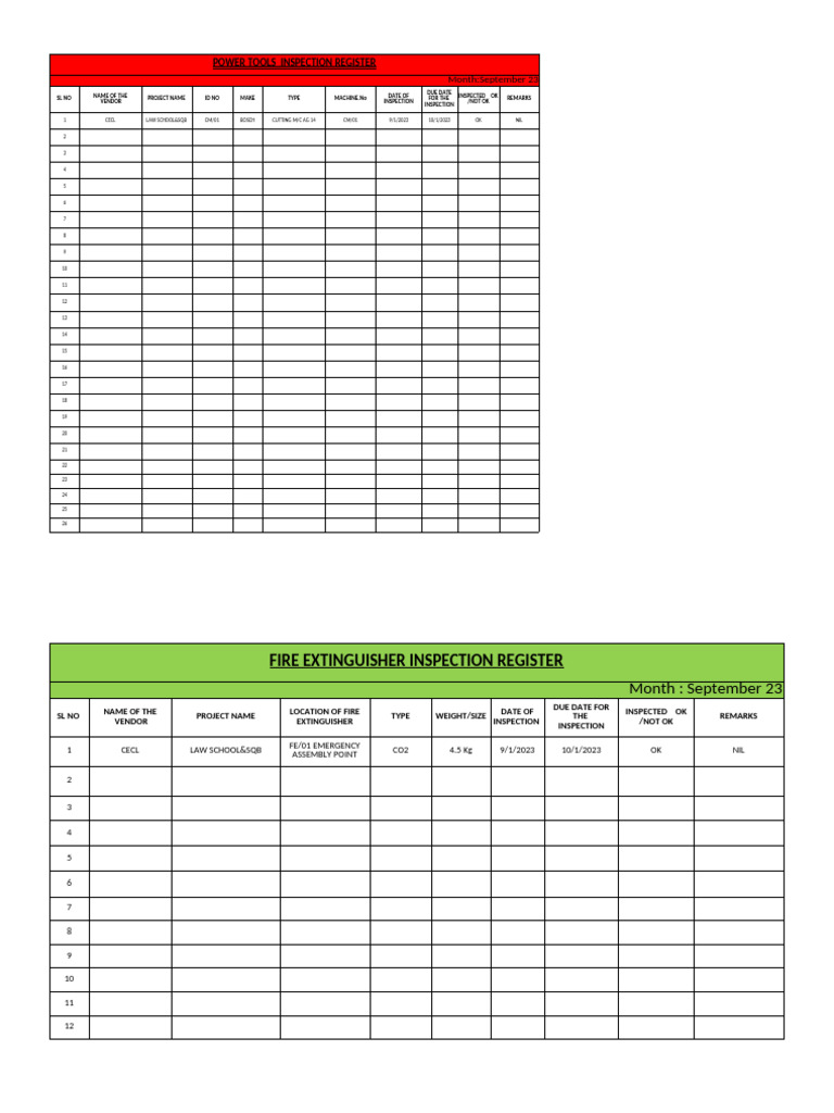 All Equipment Inspection Tracker C | PDF | Equipment | Manufactured Goods