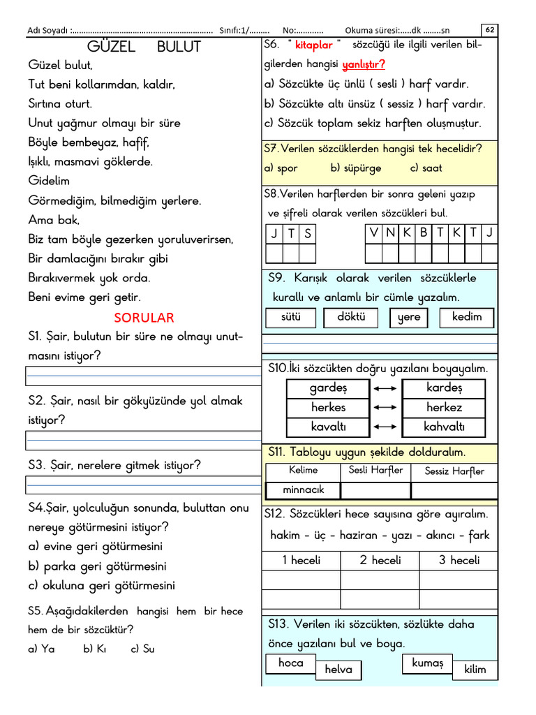 Sorular: Güzel Bulut | PDF