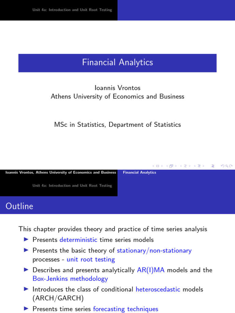 Introduction Unit Root Testing Unit4a Pdf Stationary Process Time Series