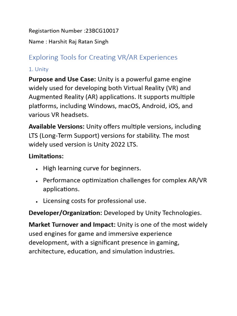 assignement_ar | PDF | Augmented Reality | Unity (Game Engine)