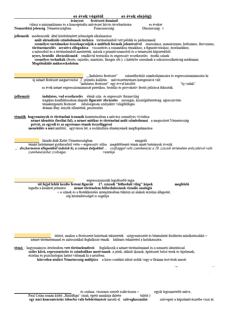 Ã - Jexpresszã - V Festã©szeti Vonulatok - Jegyzet | PDF