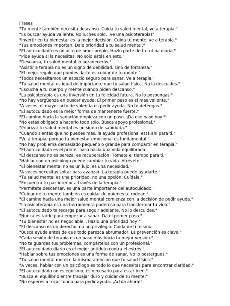 Frases para Redes Sobre Terapia | PDF | Psicoterapia | Salud mental