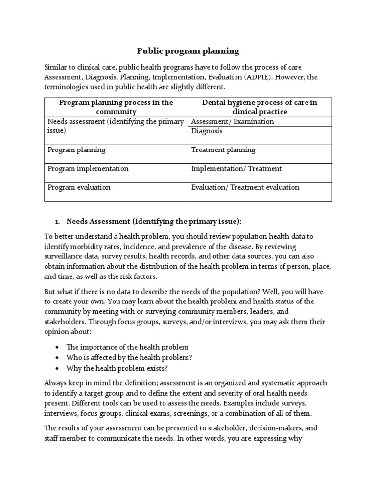 Dental Public Health Program Planning. A Case Study | PDF | Goal ...