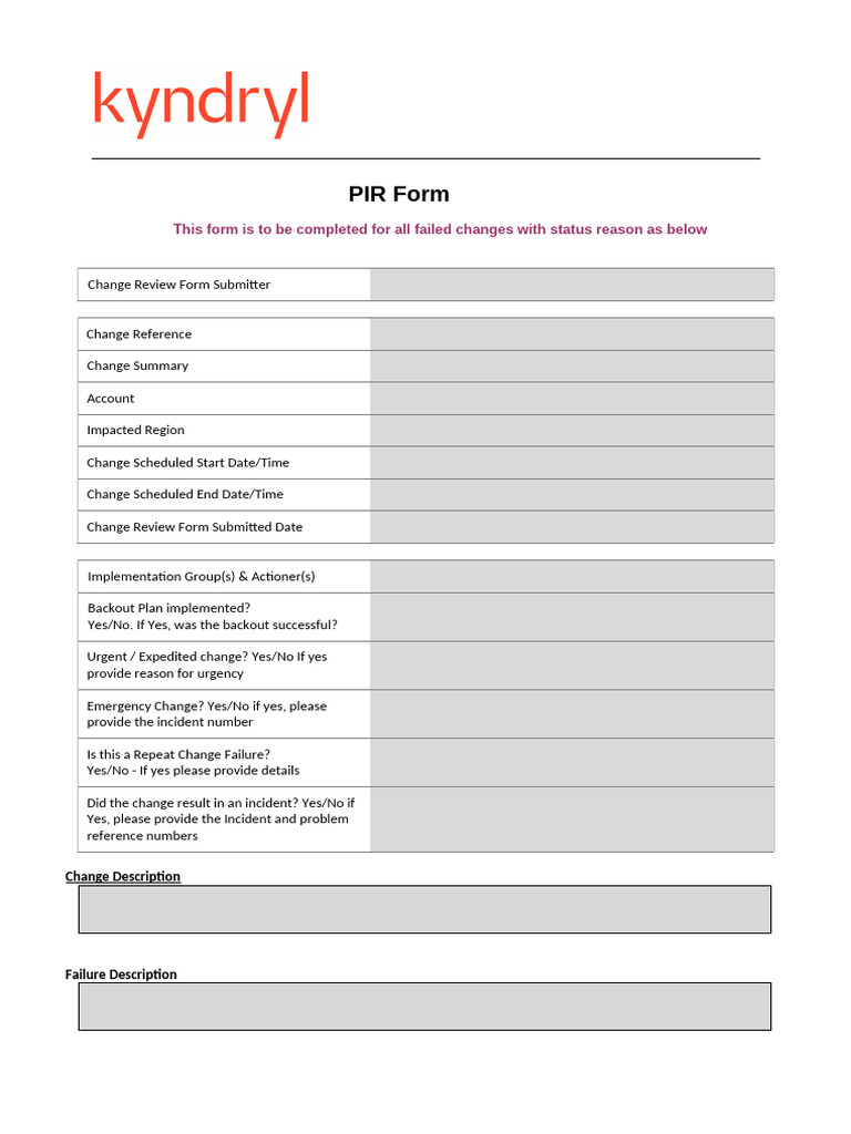 Sample PIR Template 1 | PDF