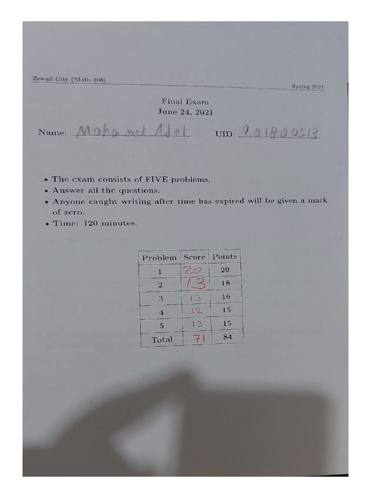 Final Math 308 Max, Ave, Min Samples | PDF